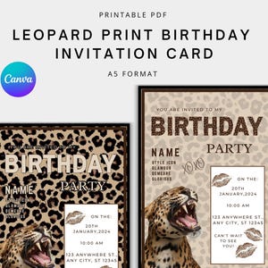 Editable Leopard Print Birthday Card Template | Printable Birthday Card ...