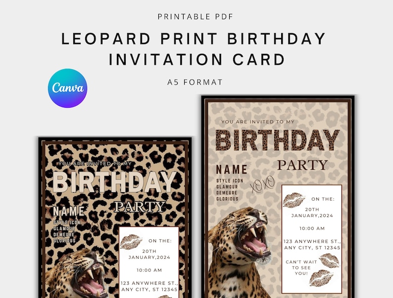 Editable Leopard Print Birthday Card Template | Printable Birthday Card ...