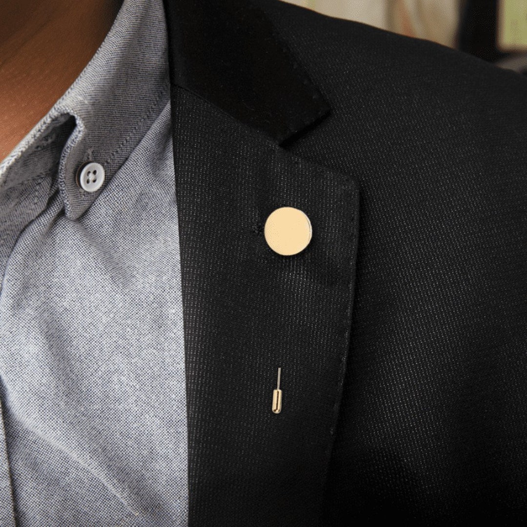 Personalized Logo Lapel Pin for Groom. Stainless Steel Men's Initials ...