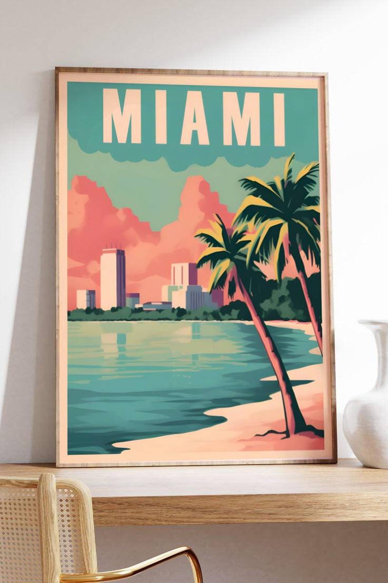 Miami Vibes Digital Print, Miami Skyline Art Print, Miami Beach Digital ...