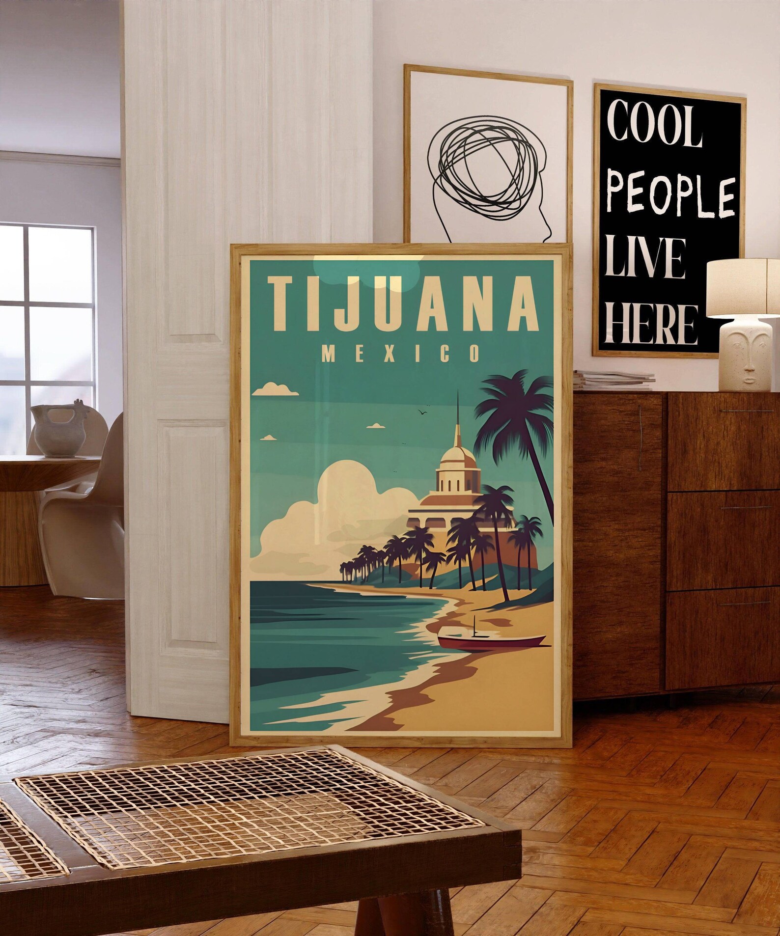 Tijuana Vintage Travel Poster, Tijuana Cityscape Digital Print, Mexican ...
