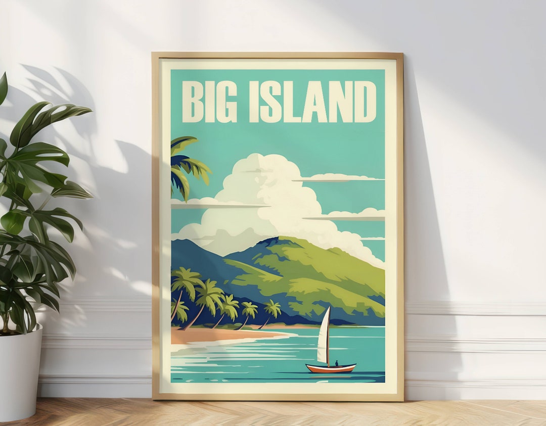 Big Island Hawaii Travel Poster, Tropical Home Decor, Big Island Wall ...