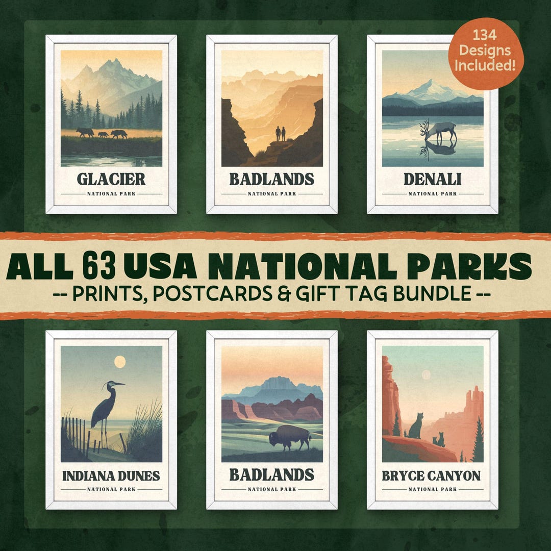 All 63 National Park Poster Print Bundle, National Parks Posters Bundle ...