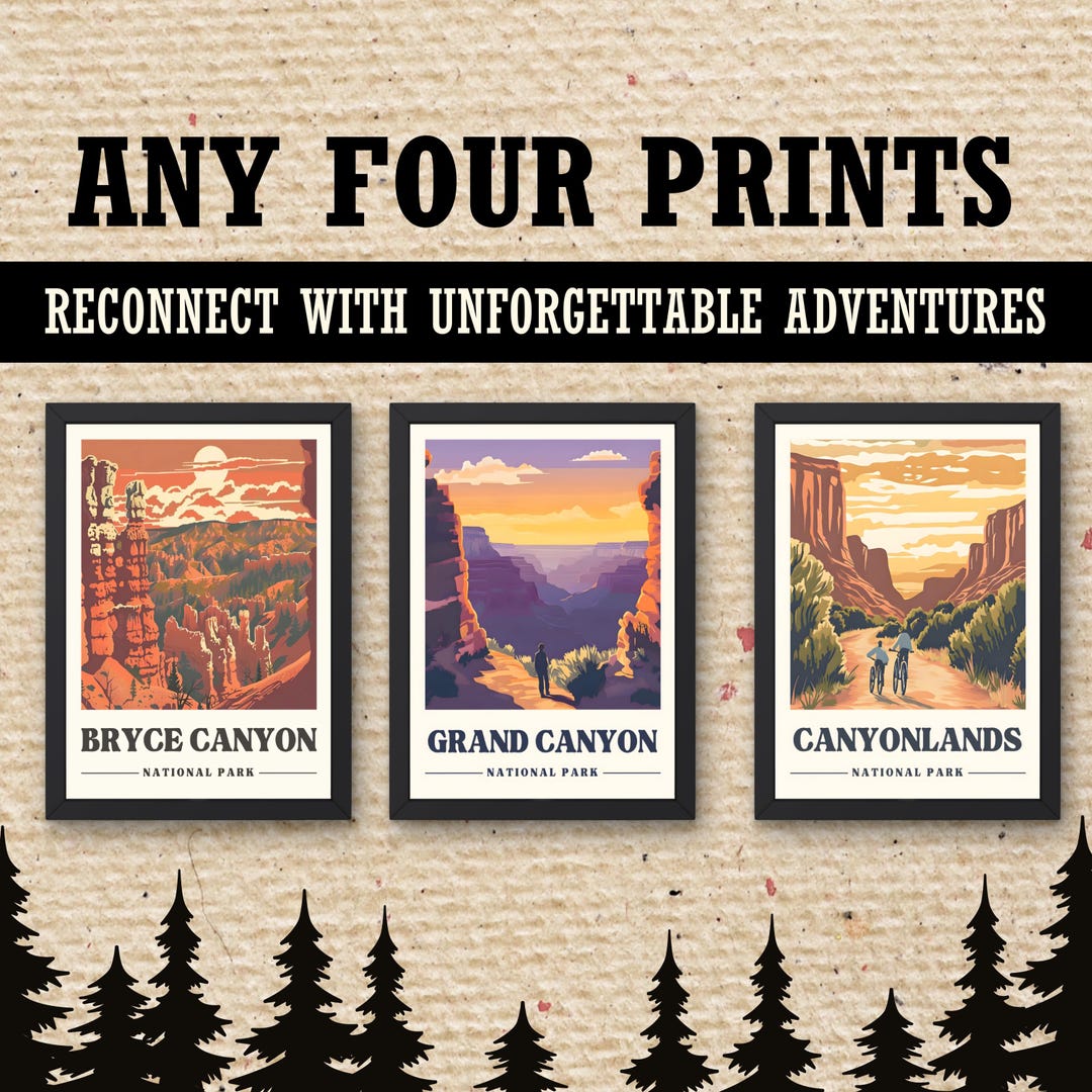 Vintage National Park Posters, Retro National Park Posters, Custom Set ...