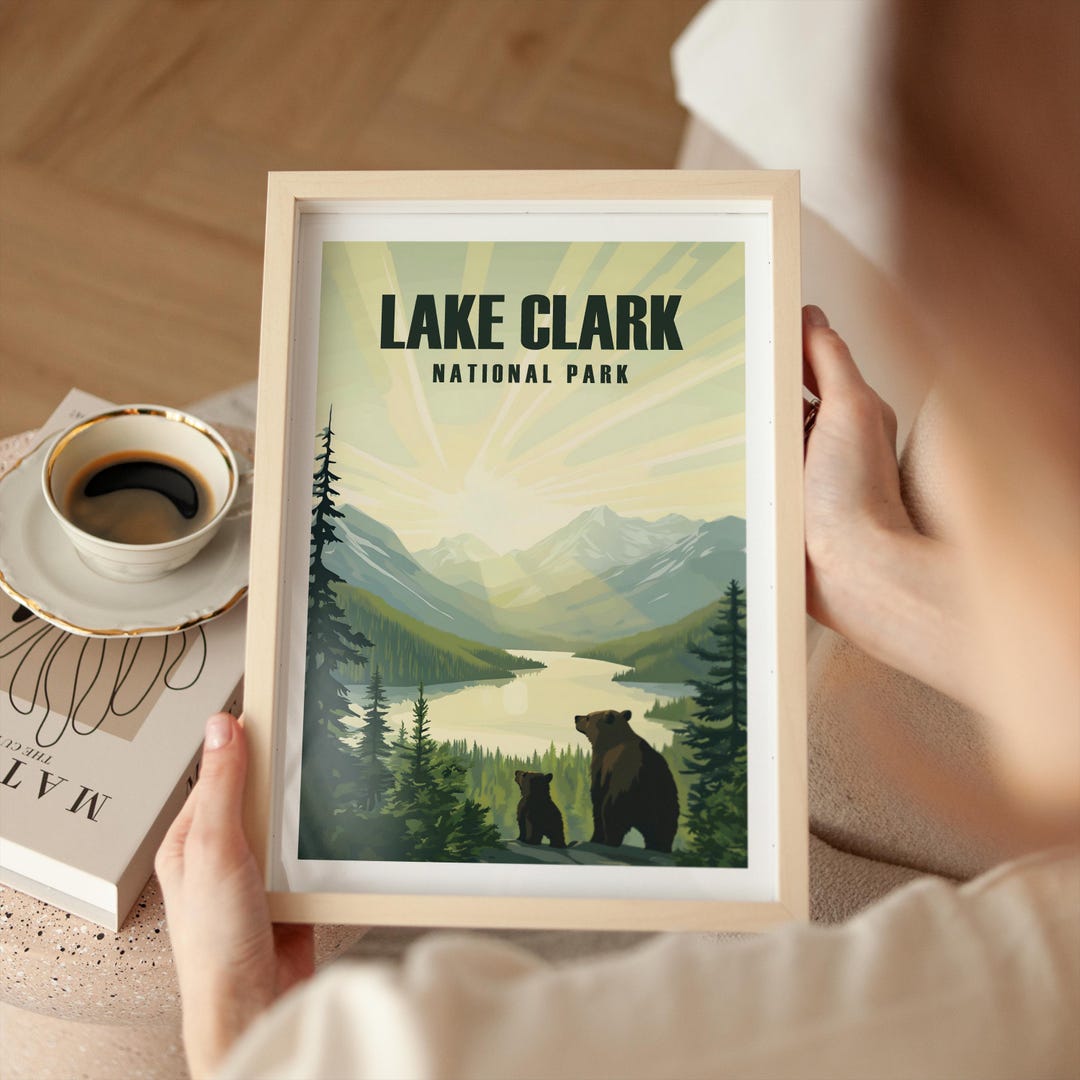 Lake Clark Poster Alaska Travel Print Lake Clark National Park Art Lake ...
