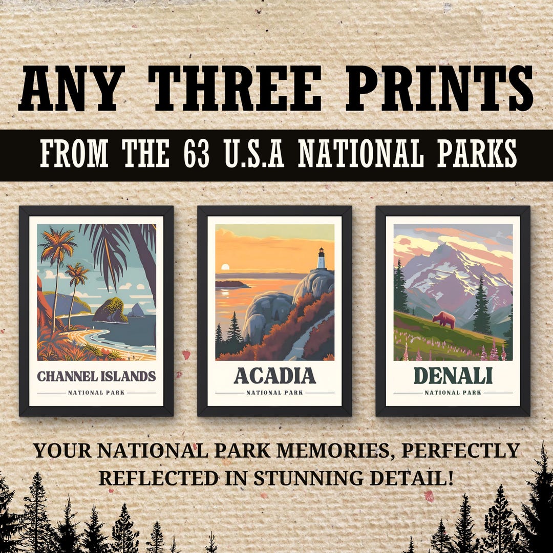 Any 3 National Park Poster Set, Custom National Park Prints Set ...