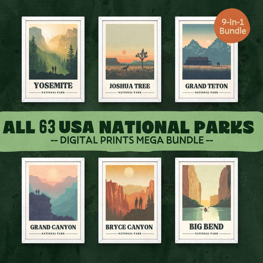 All 63 National Park Poster Print Bundle, National Park Poster Bundle ...
