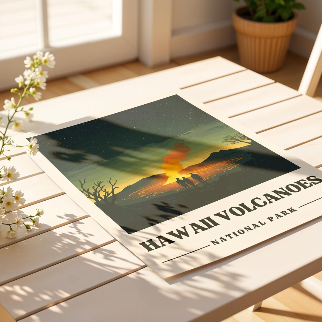 Hawai'i Volcanoes Travel Poster Hawaii Vintage Travel Print Hawai'i ...