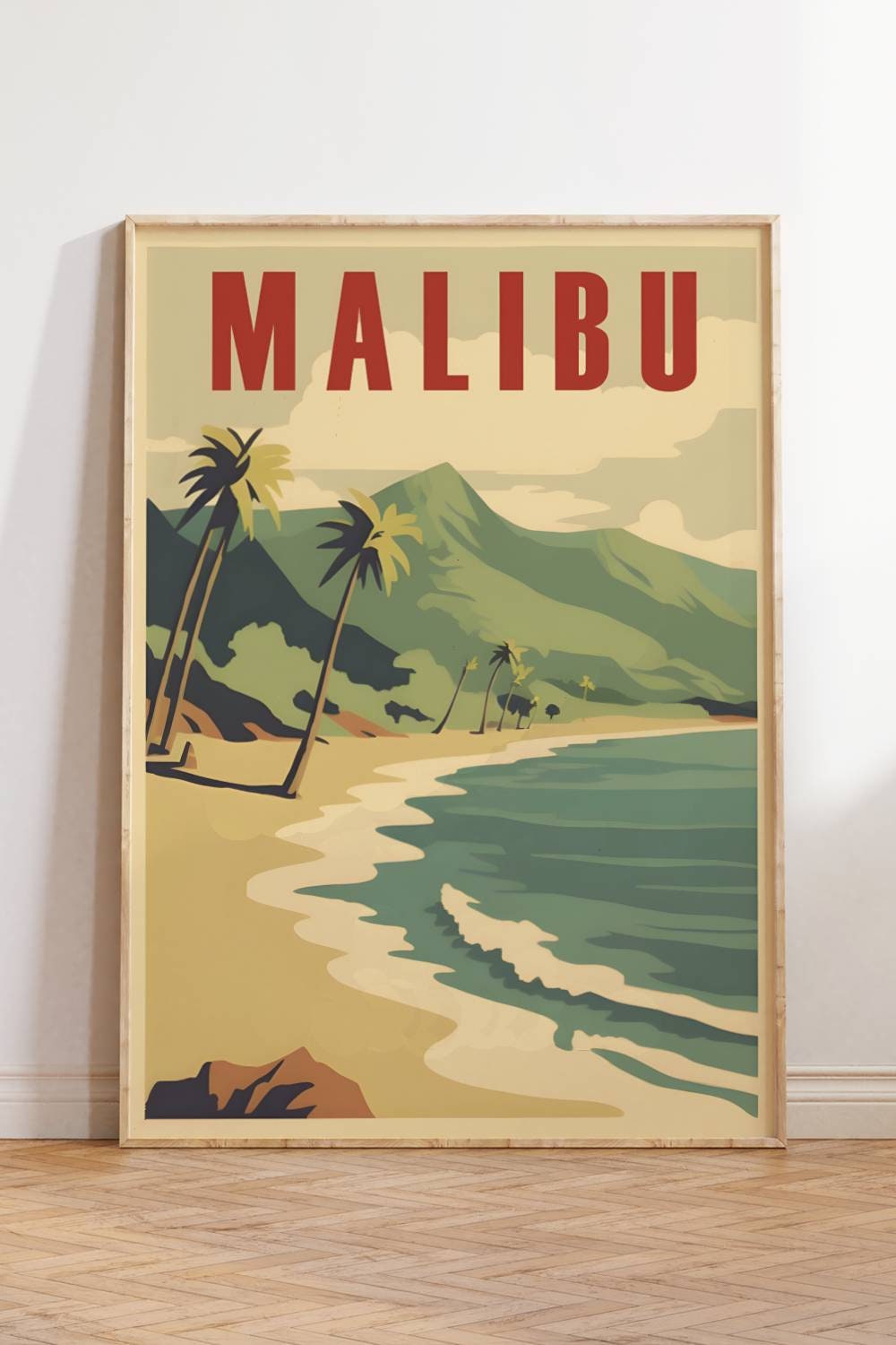 Malibu Beach Digital Print, Malibu Sunset Travel Poster, Retro Malibu ...