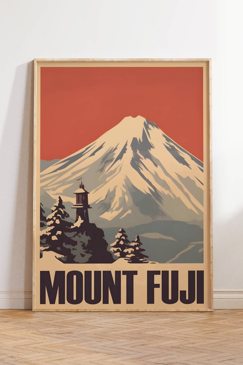 Mount Fuji Poster, Mount Fuji Travel Print, Majestic Mountain Digital ...