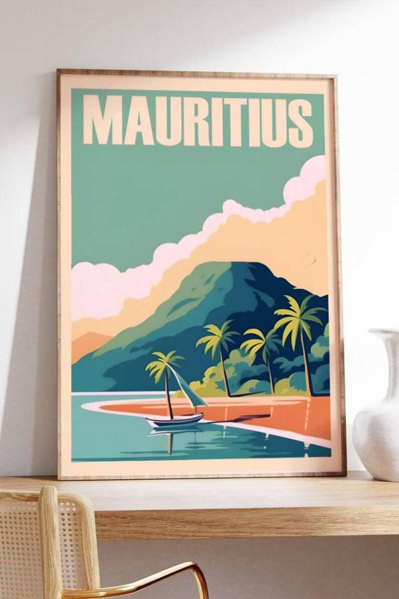 Mauritius Travel Poster, Mauritius Island Poster, Mauritius Landscape ...
