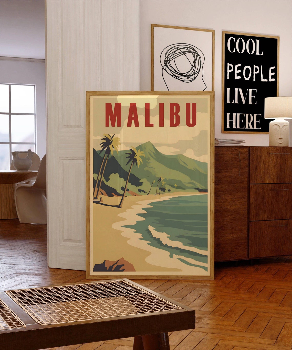 Malibu Beach Digital Print, Malibu Sunset Travel Poster, Retro Malibu ...