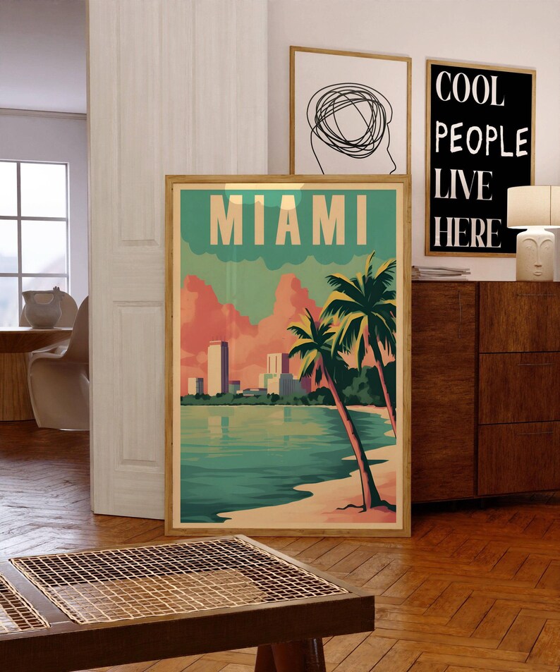 Miami Vibes Digital Print, Miami Skyline Art Print, Miami Beach Digital ...
