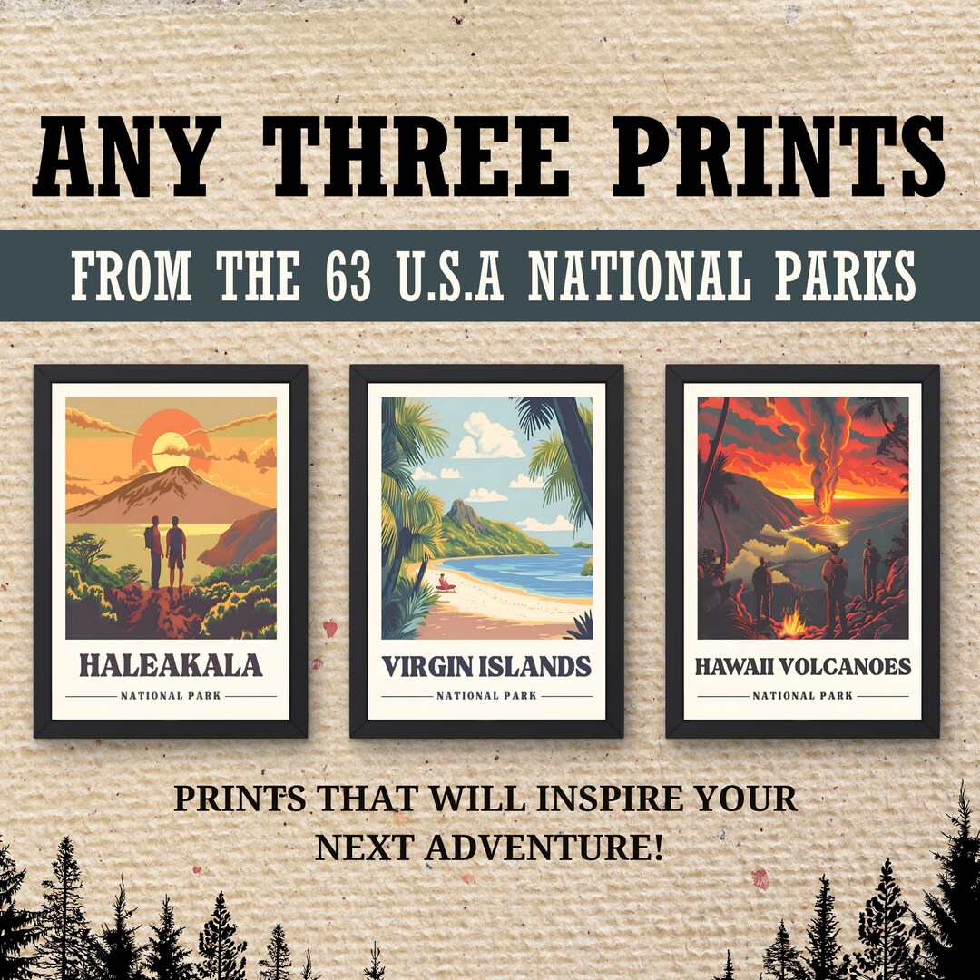National Park Printable Wall Art Set, National Park Prints 3 Set ...