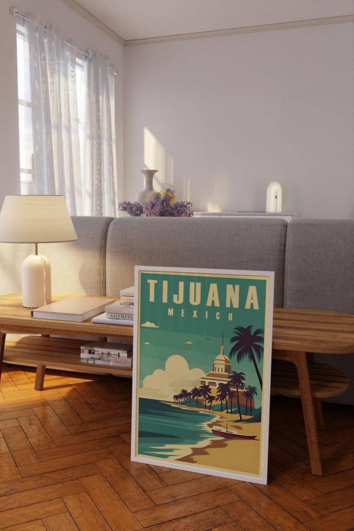 Tijuana Vintage Travel Poster, Tijuana Cityscape Digital Print, Mexican ...