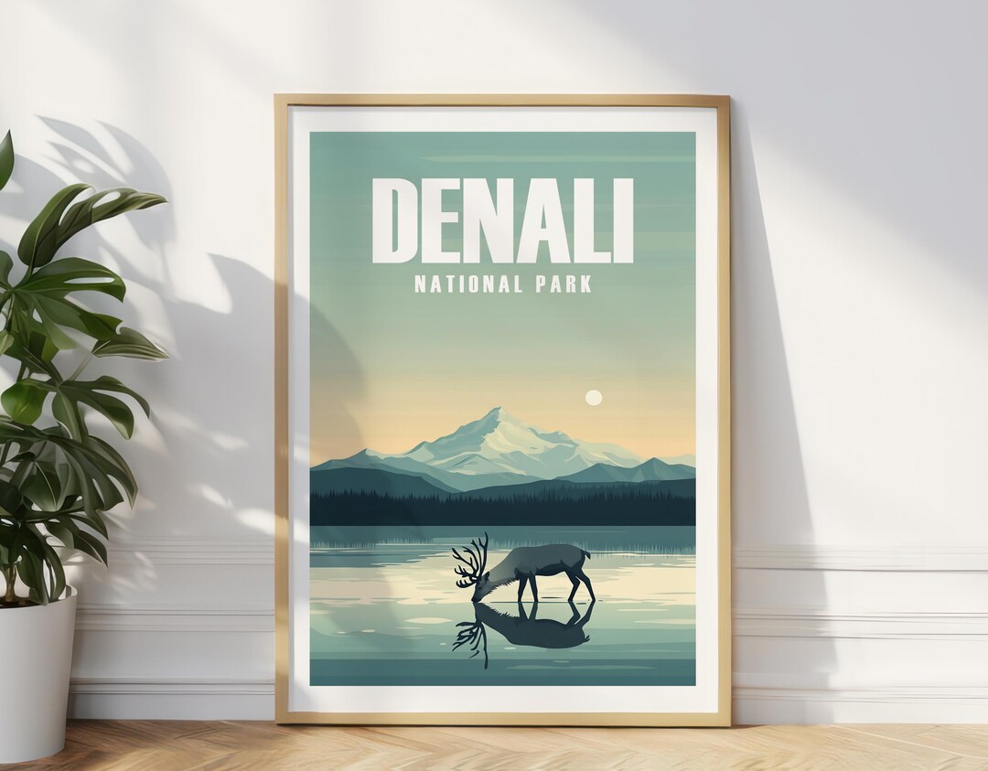 Denali Poster Alaska Travel Print Denali National Park Art Denali Gift ...