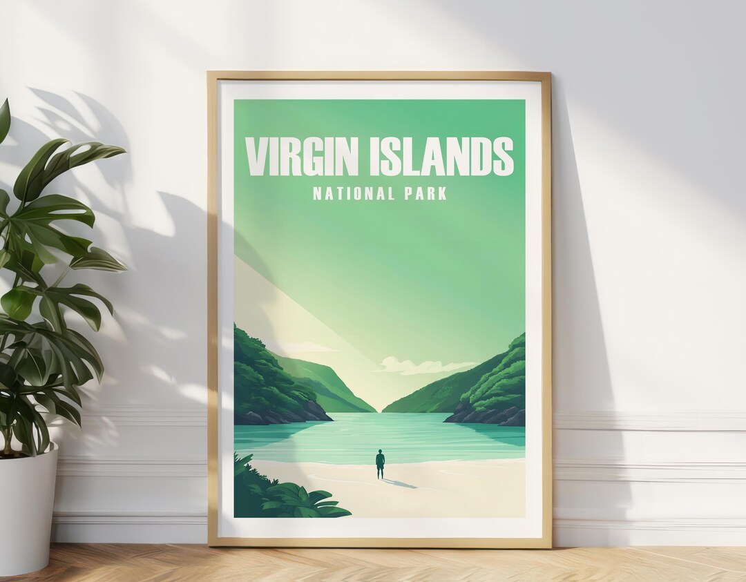 Virgin Islands Poster Trunk Bay Travel Print Virgin Islands National ...