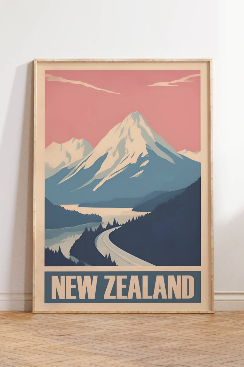 New Zealand Landscape Poster, New Zealand Digital Poster, New Zealand ...