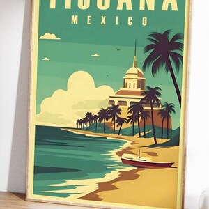 Tijuana Vintage Travel Poster, Tijuana Cityscape Digital Print, Mexican ...