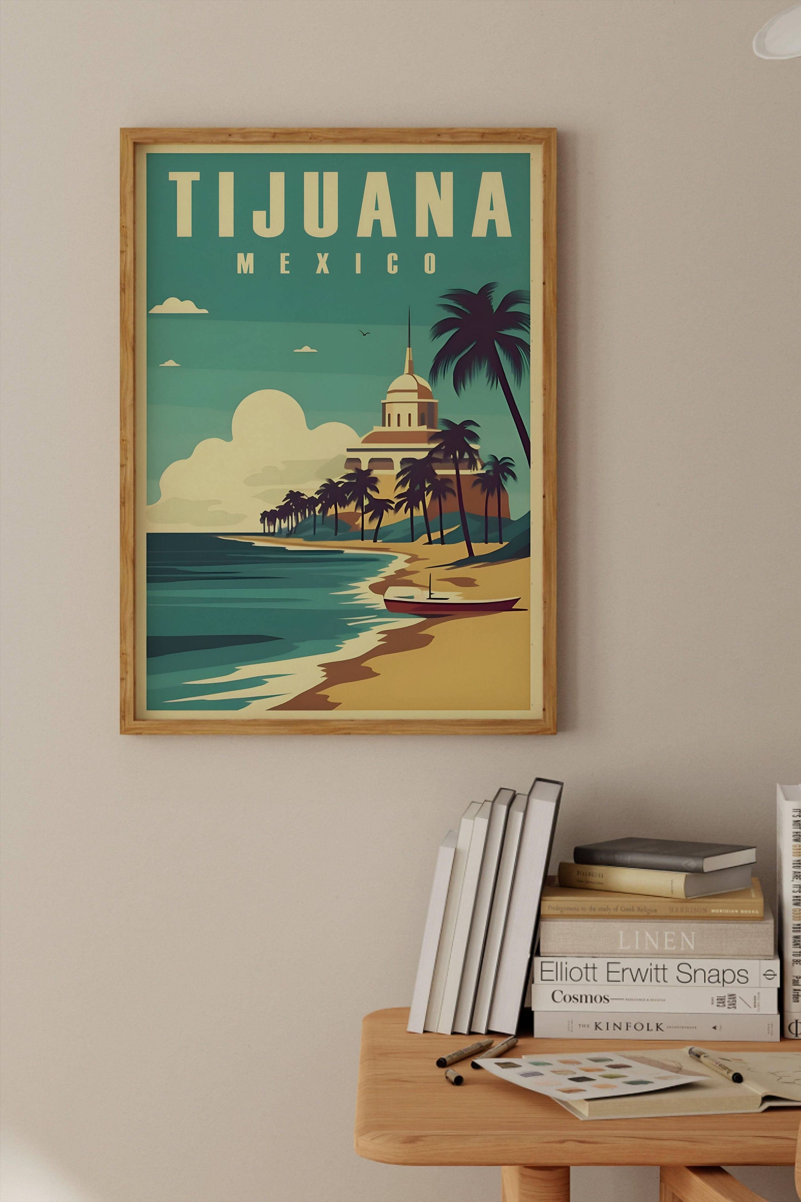 Tijuana Vintage Travel Poster, Tijuana Cityscape Digital Print, Mexican ...