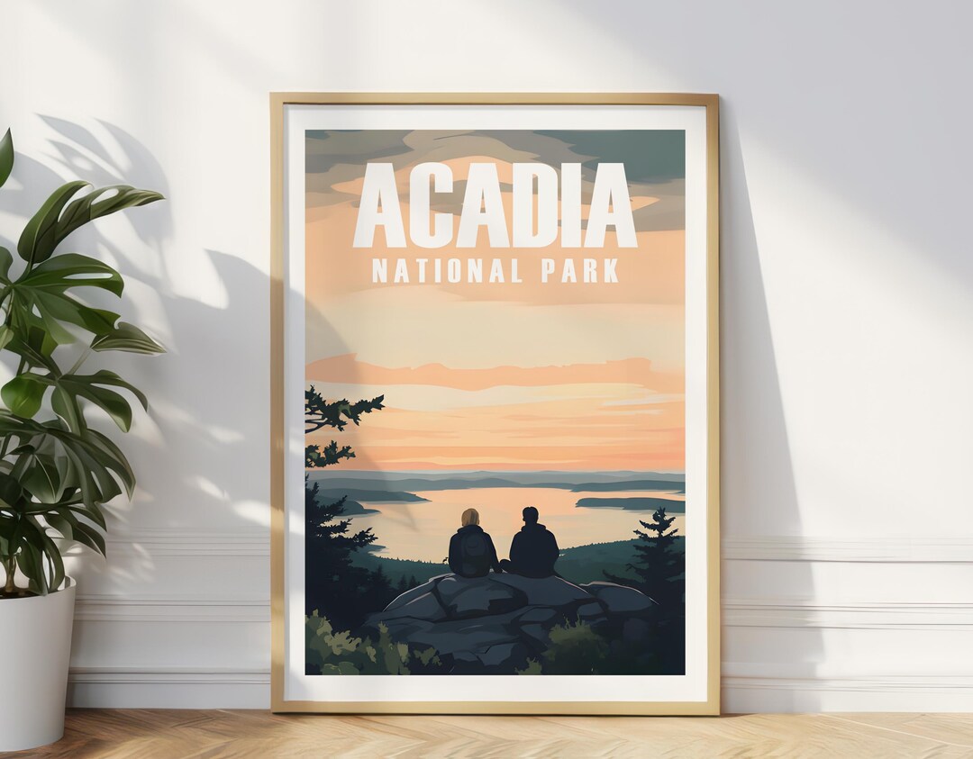 Acadia Poster Cadillac Mountain Travel Poster Acadia National Park ...