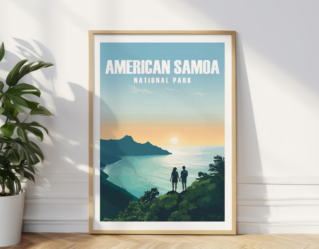 American Samoa Poster National Park Travel Print Mount Alava Hiking ...