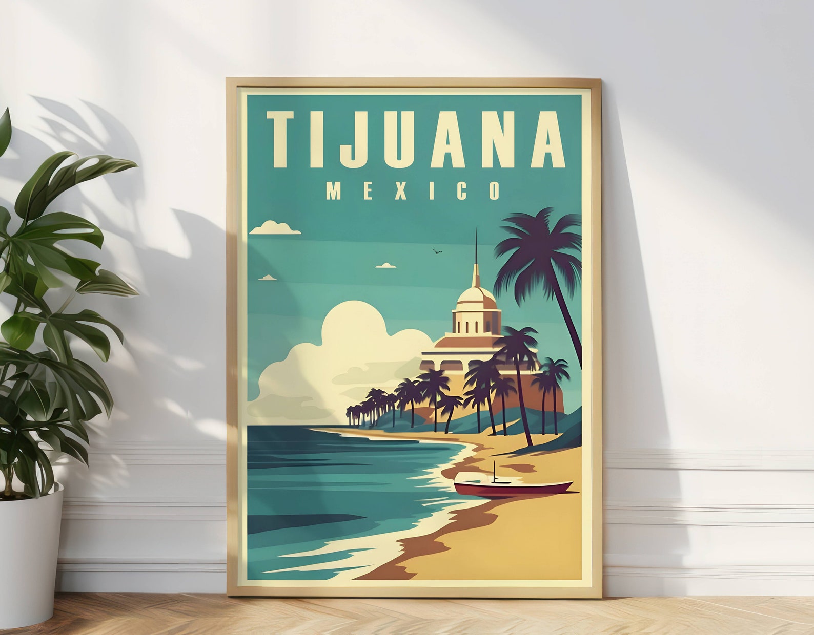 Tijuana Vintage Travel Poster, Tijuana Cityscape Digital Print, Mexican ...