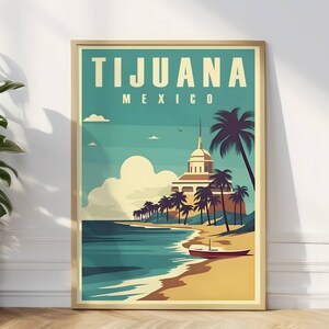 Tijuana Vintage Travel Poster, Tijuana Cityscape Digital Print, Mexican ...