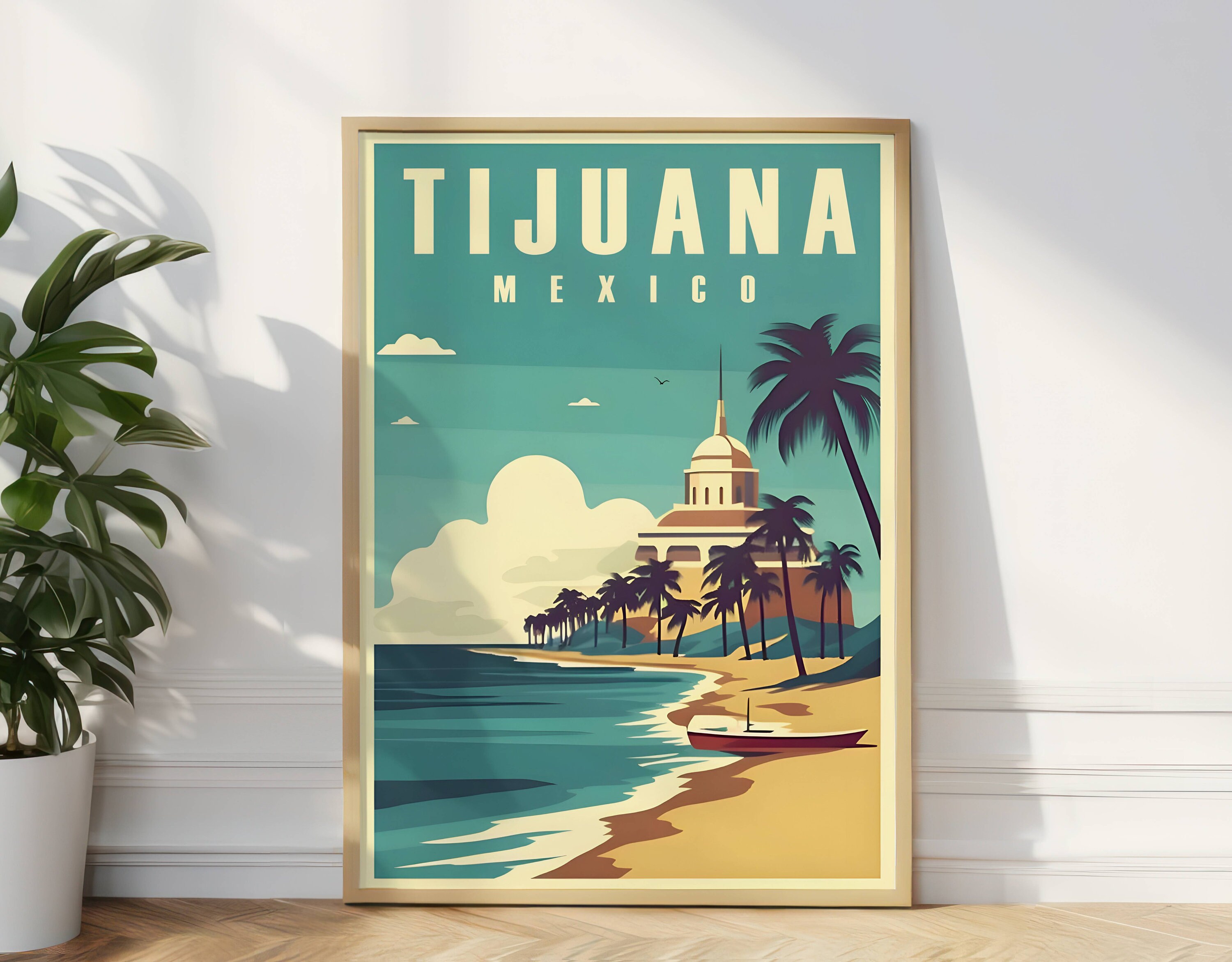 Tijuana Vintage Travel Poster, Tijuana Cityscape Digital Print, Mexican ...