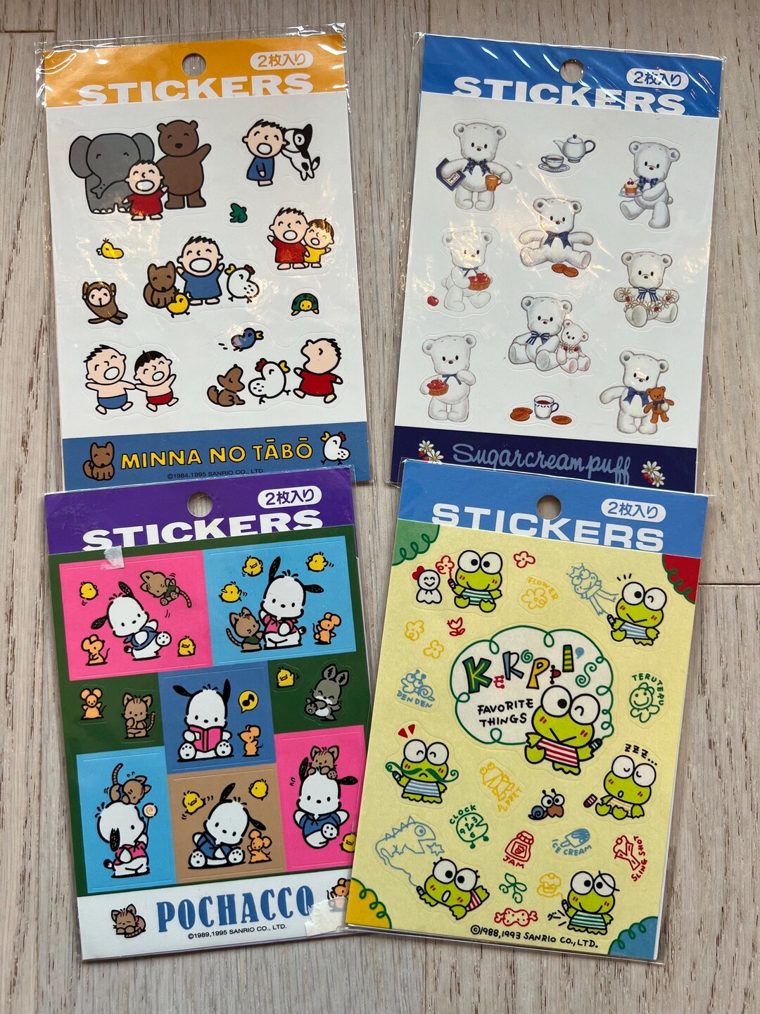 Vintage Sanrio Stickers 2pcs Set pochacco, Minna No Tabo, Keroppi ...
