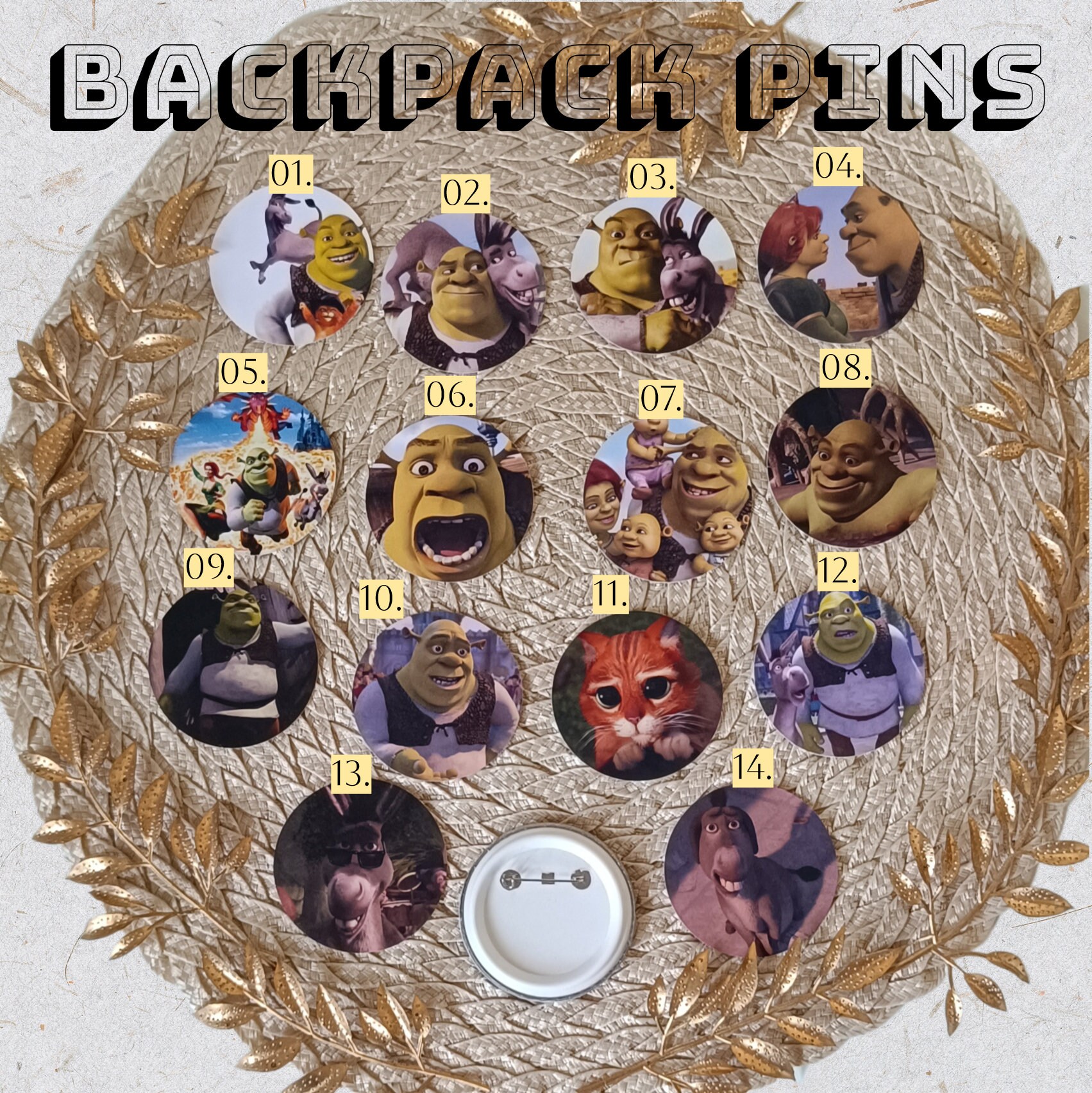 Shrek, Fiona, Donkey, Disney Pack 14 PINS BUTTON 2.25inch - Etsy