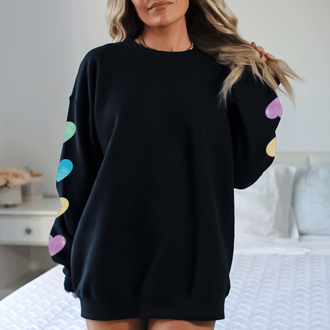Cute Sweatshirt Heart on Sleeves Coquette Sweatshirt Gift for ...
