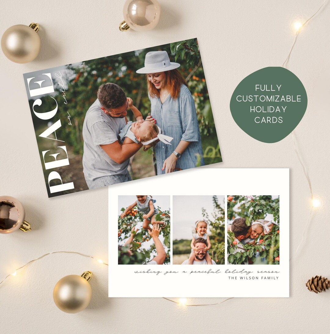 PRINTED VERSION | Modern Bold Peace on Earth Holiday Card | Minimalist ...