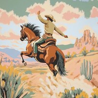 Vintage Style PAINT by NUMBERS Kit Adult Cowboy Ranch Scene Art Easy ...