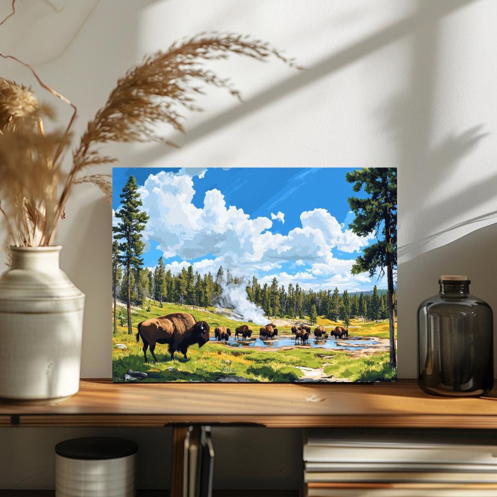 Bison Paint by Numbers Kit: Yellowstone Wildlife DIY Painting - Etsy