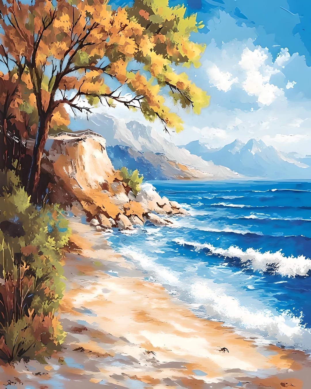 Coastal Painting Kit - DIY Ocean Scene Paint by Numbers, Beach ...