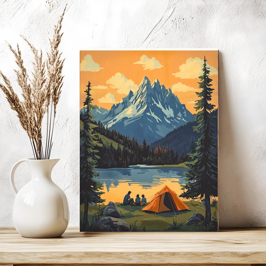 Paint by Numbers Camping in Sunset National Park,mountain Lake Scene ...