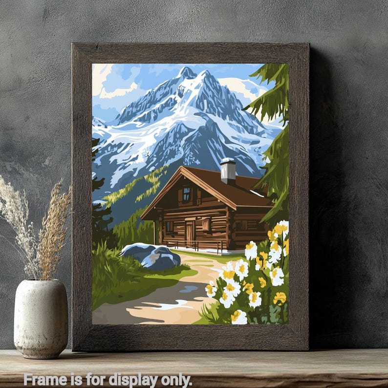 Mountain Cottage Paint by Number Kit DIY Adult Painting Hobby Easy ...