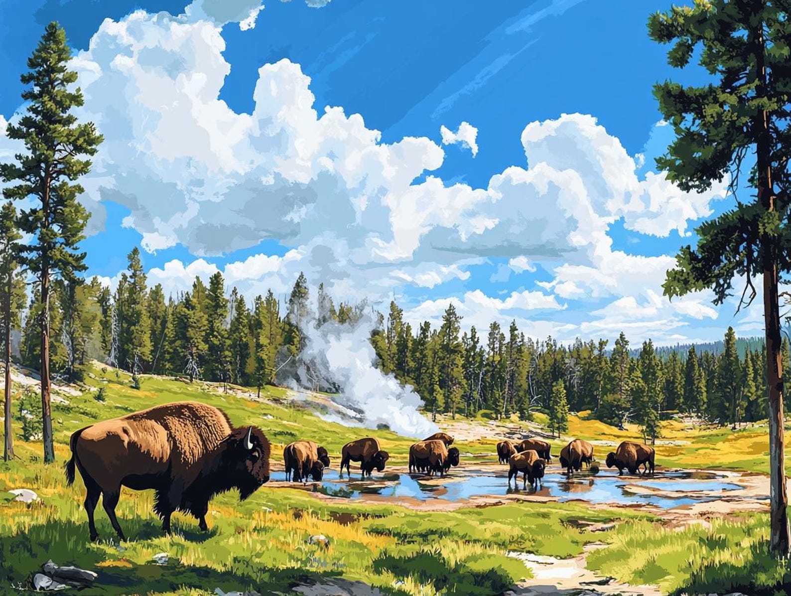 Bison Paint by Numbers Kit: Yellowstone Wildlife DIY Painting - Etsy
