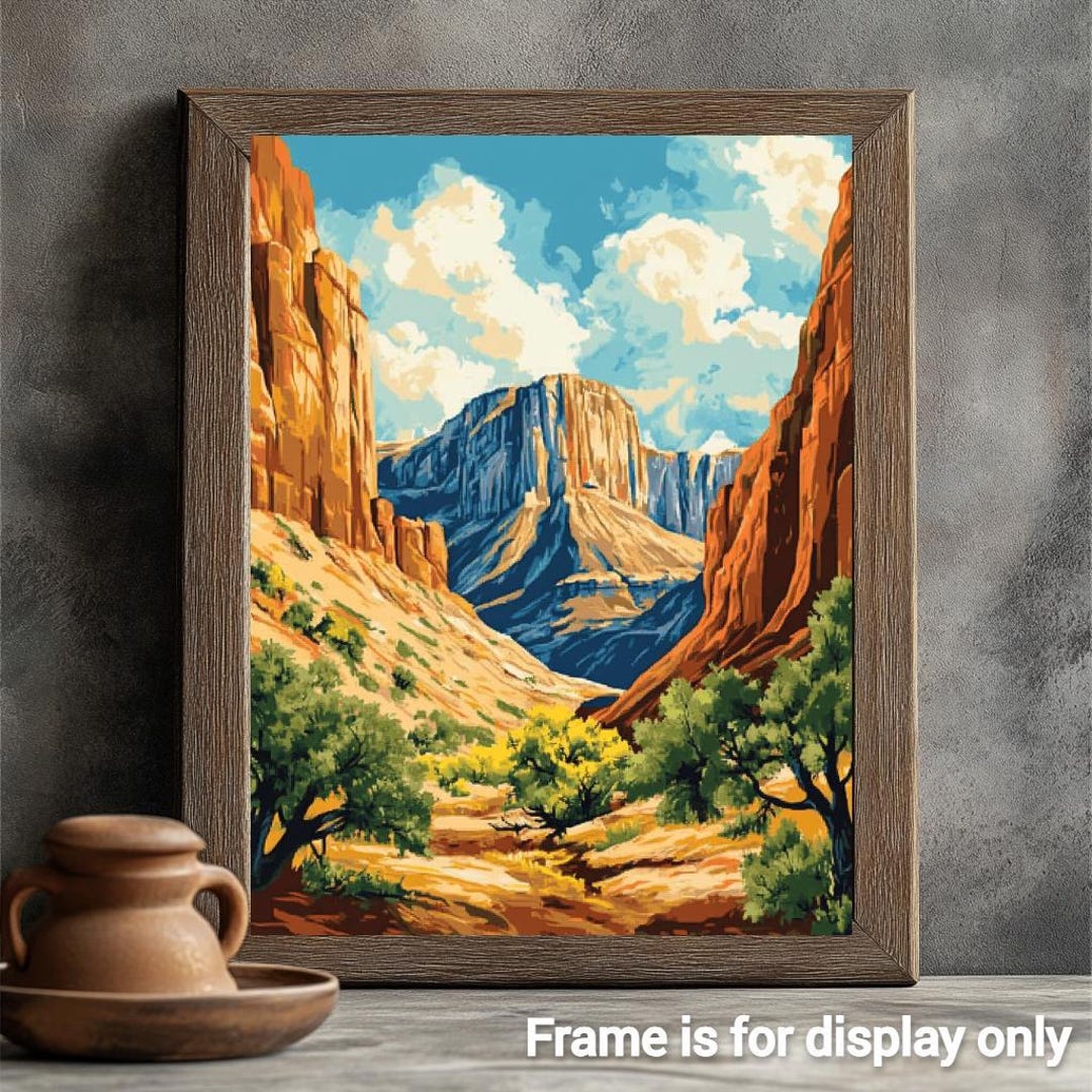 Paint by Numbers Vintage Mountain Landscape | Western Southwest ...