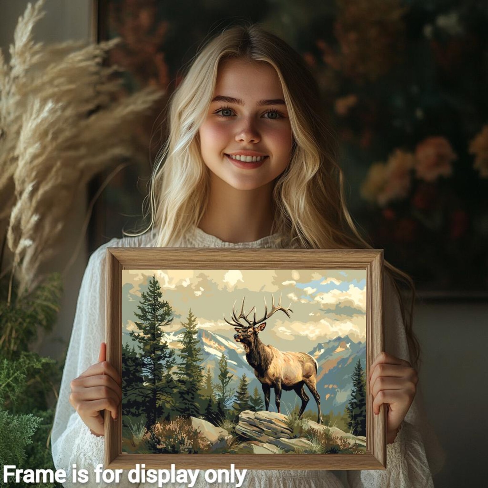 Vintage Elk Paint by Numbers Kit: DIY Forest Scene Wall Art - Etsy