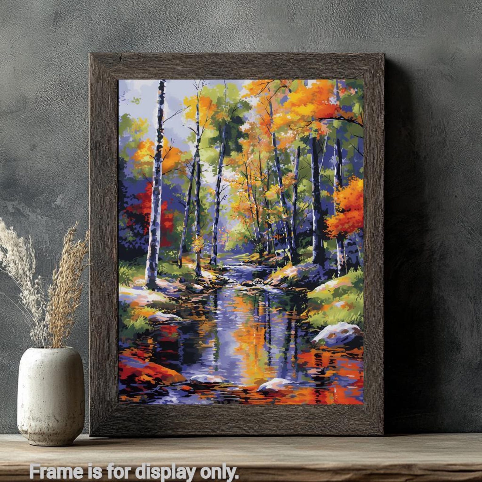 Vintage Forest Paint by Numbers Kit: DIY Acrylic River Landscape - Etsy