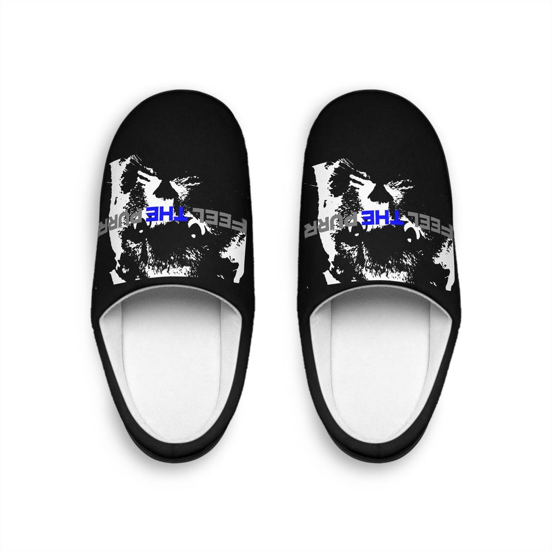 Slippers,black Cat, Animal Print House Wear With Feel the Purr Slogan ...