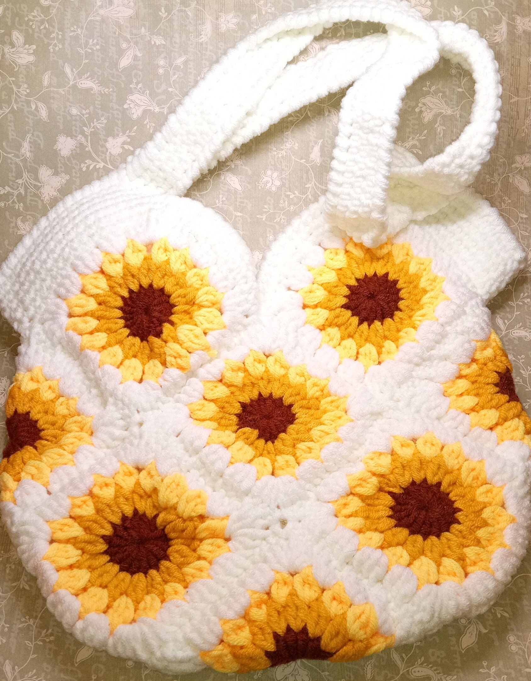 Sunflower Granny Square Small Carry Bag - Etsy