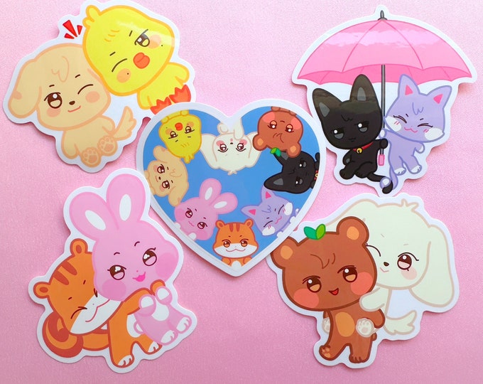 Ateez Unit Aniteez Stickers - Cute Woosan, Matz, Yungi, Jongsang & OT8 ...