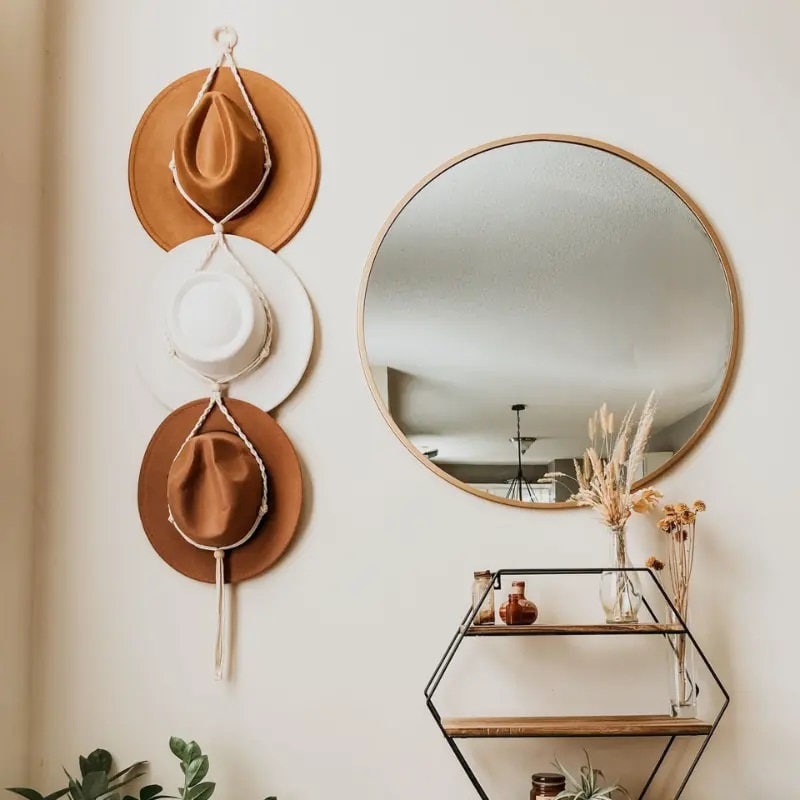 Hat Hanger, Macrame Hat Holder, Fedora Hat Hanging, Boater Hat ...
