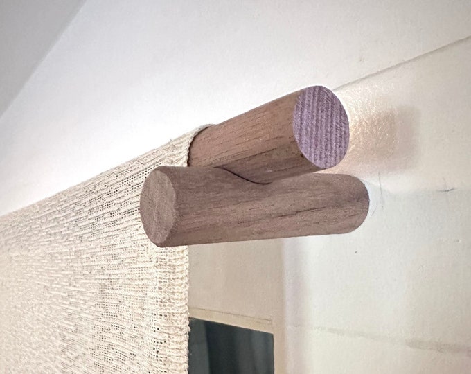 36" Walnut Noren Rod Set, With Holders - Etsy