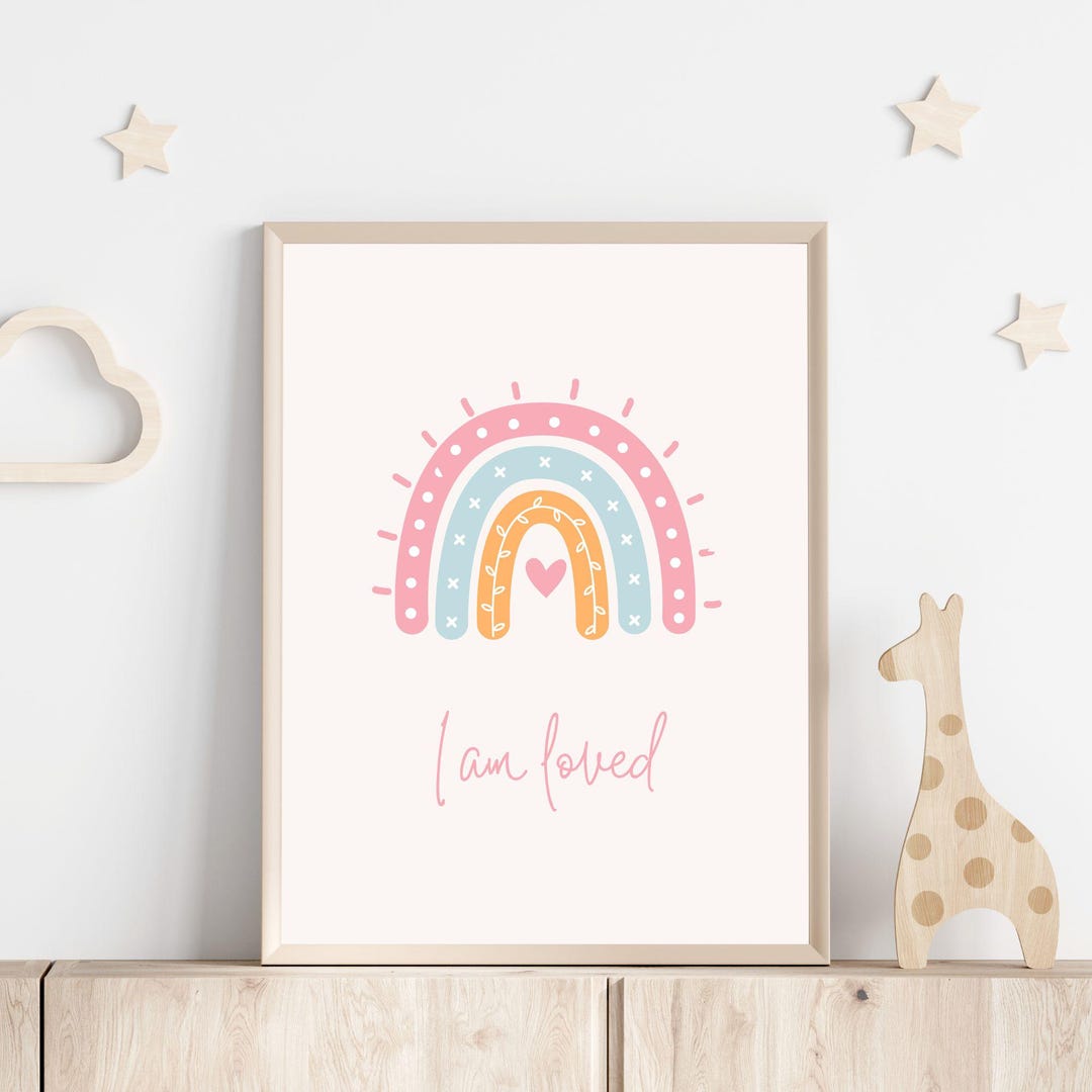 Boho Rainbow Positive Affirmation Wall Art Printable Nursery Decor Baby ...