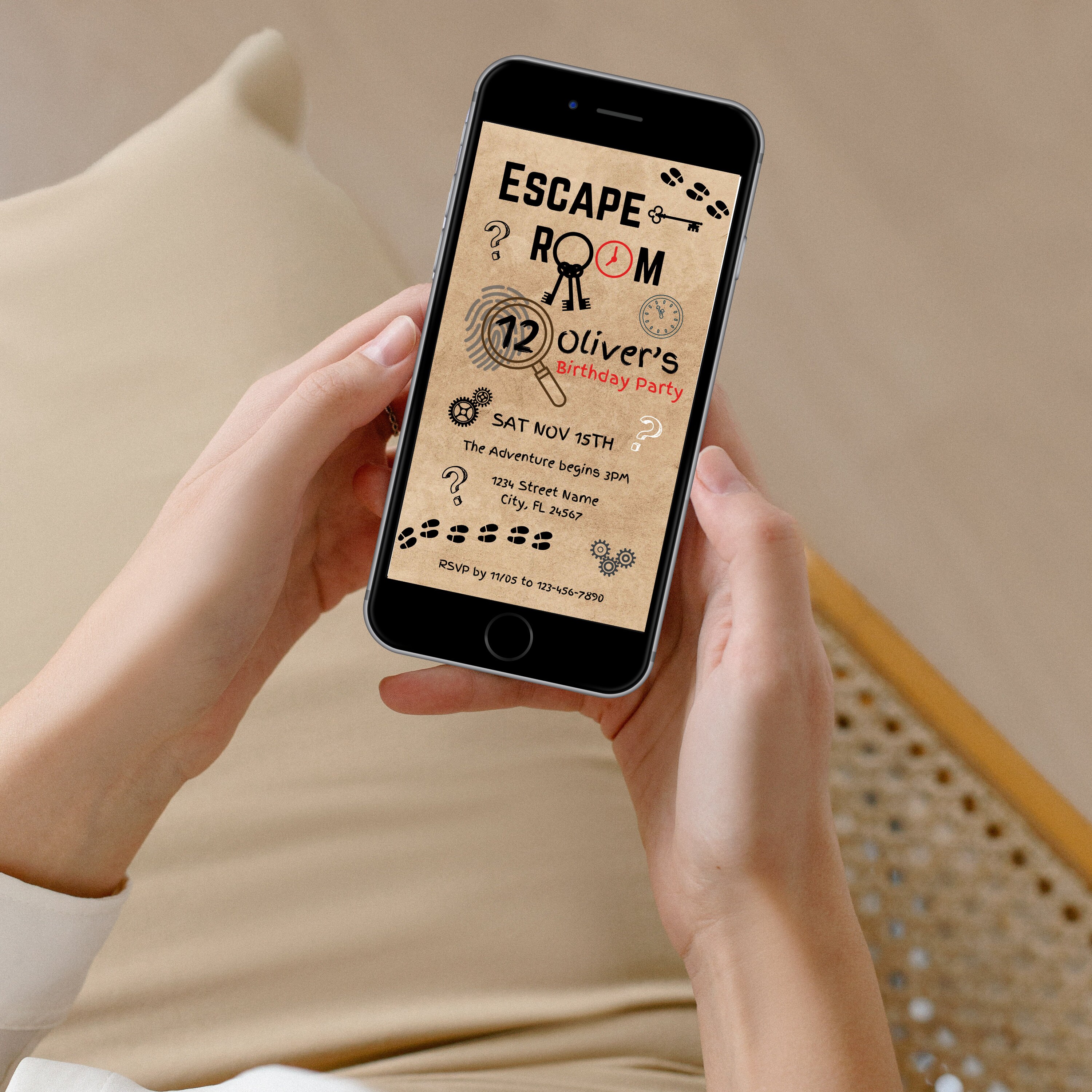 Digital Escape Room Birthday Invitation | Editable Mystery Break Out ...