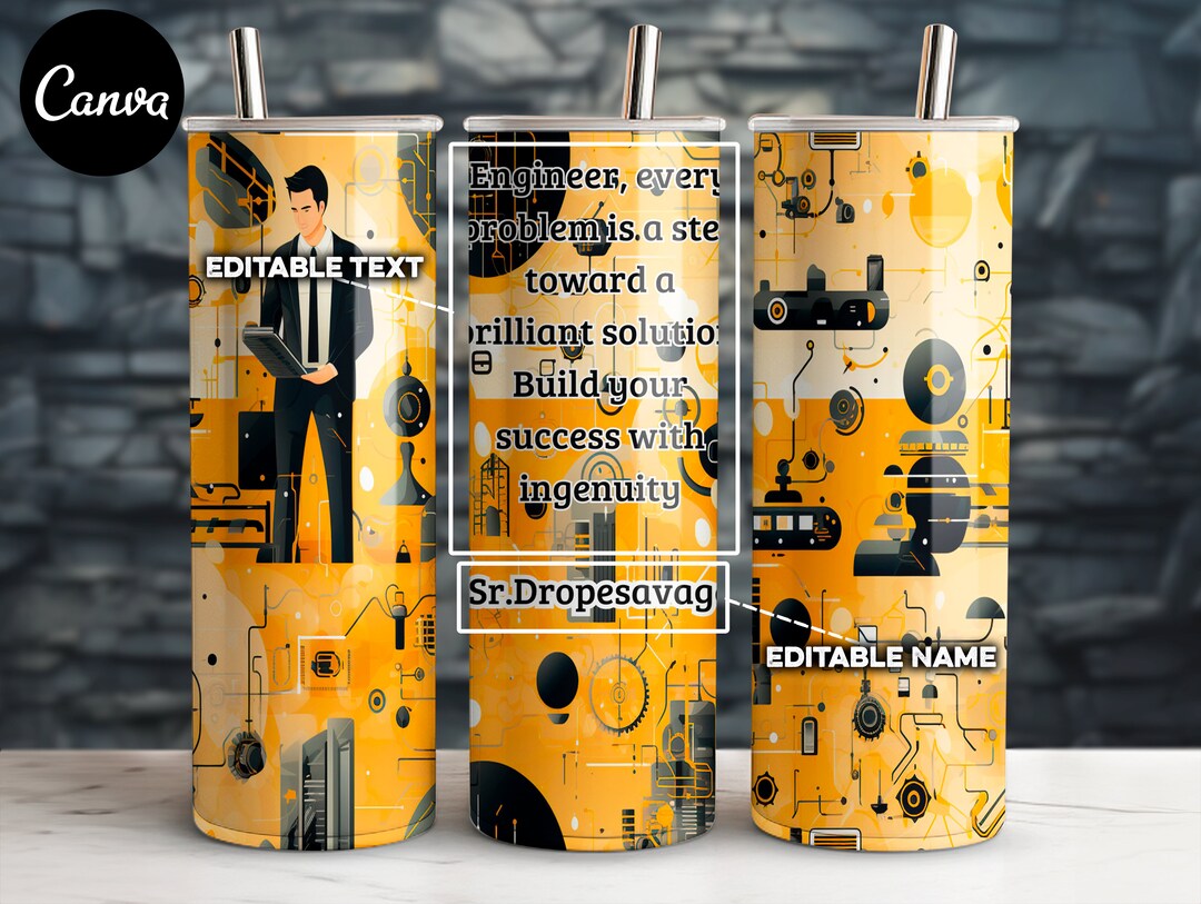 Editable Engineer Tumbler Wrap Design on Canva / Sublimation Designs ...